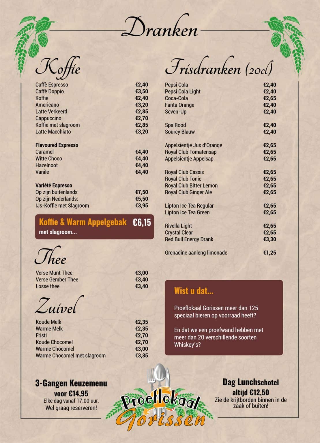 Spijs & drank – Proeflokaal Gorissen Brunssum